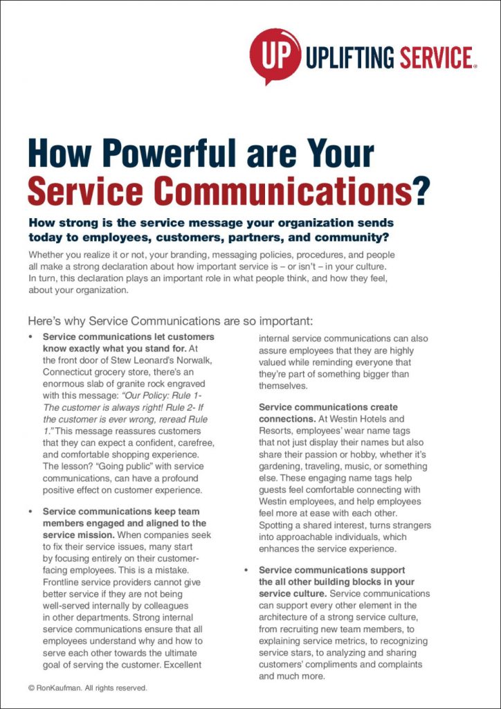 Complimentary Assessments to Evaluate Your Current Service Culture